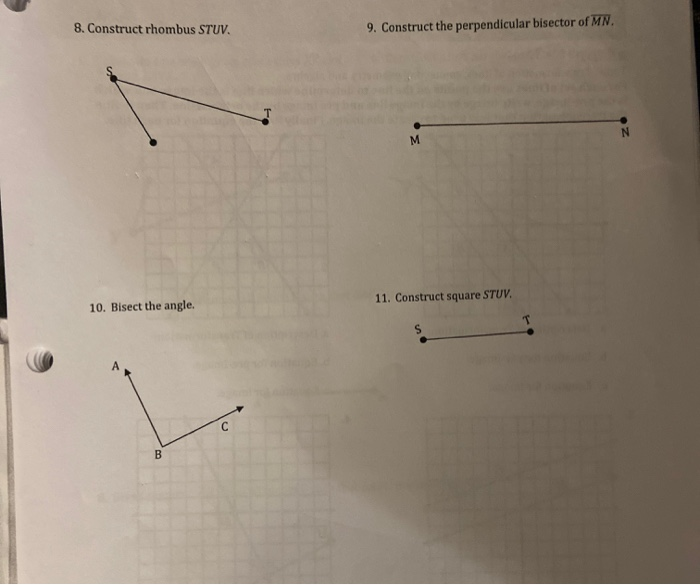Solved 3. Construct parallelogram STUV. s 8. Construct | Chegg.com
