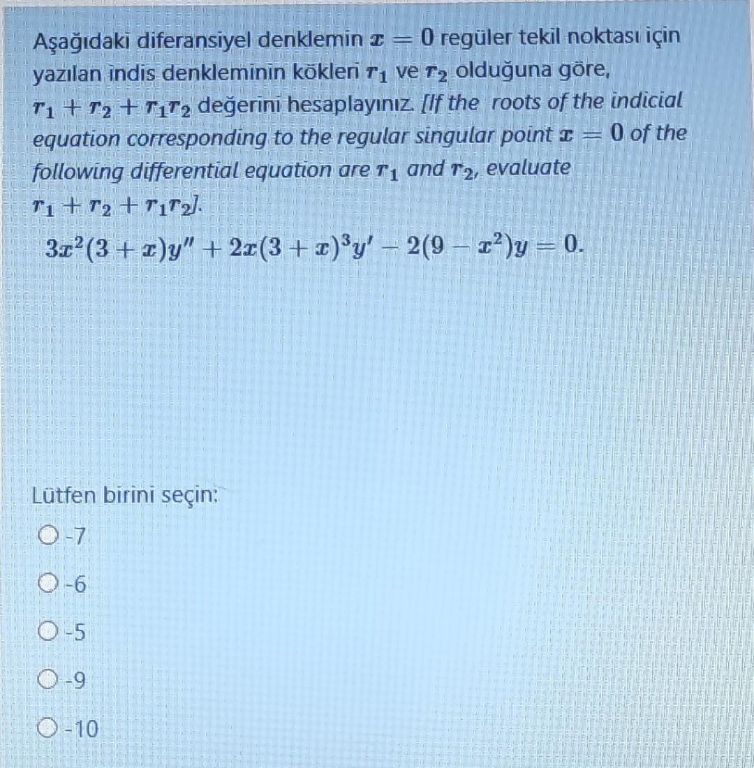 Solved If the roots of the indicial equation corresponding | Chegg.com