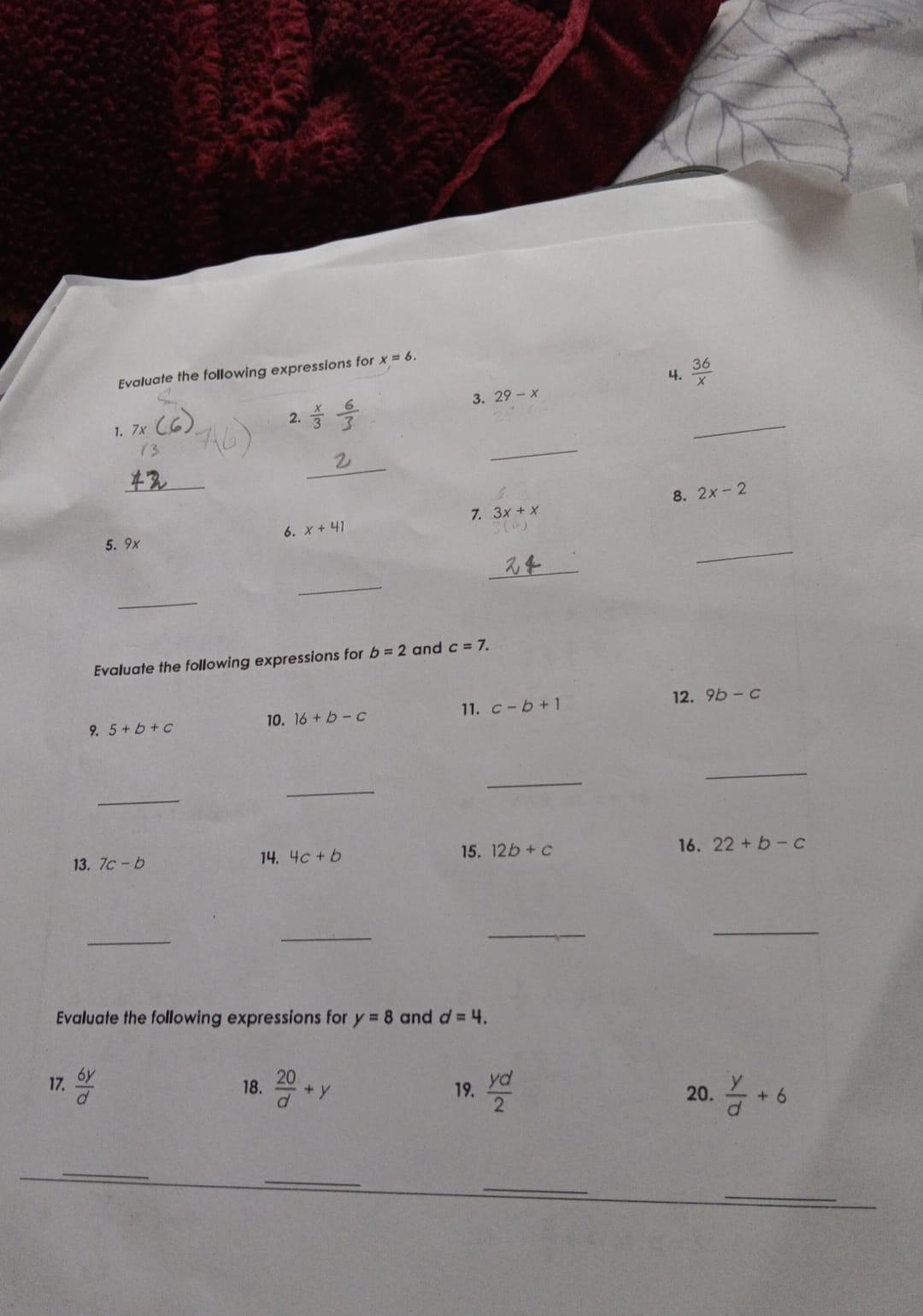 Solved Evaluate the following expressions for x=6. 4. x36 1. | Chegg.com