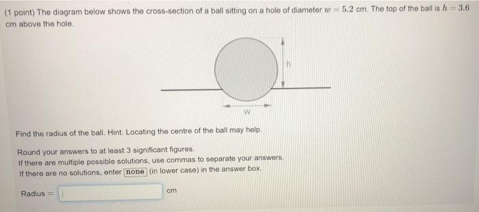 Solved (1 point) The diagram below shows the cross-section | Chegg.com