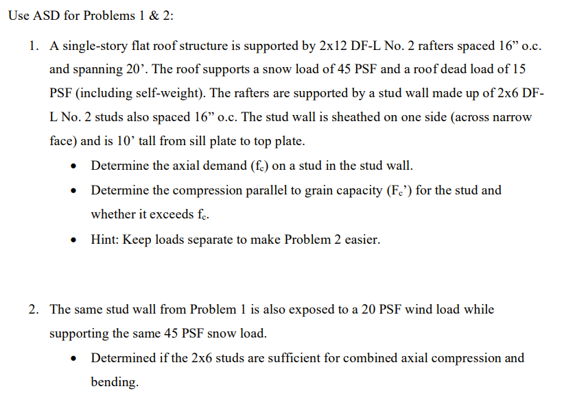 Solved Use ASD for both problems: Part 1: A single-story | Chegg.com