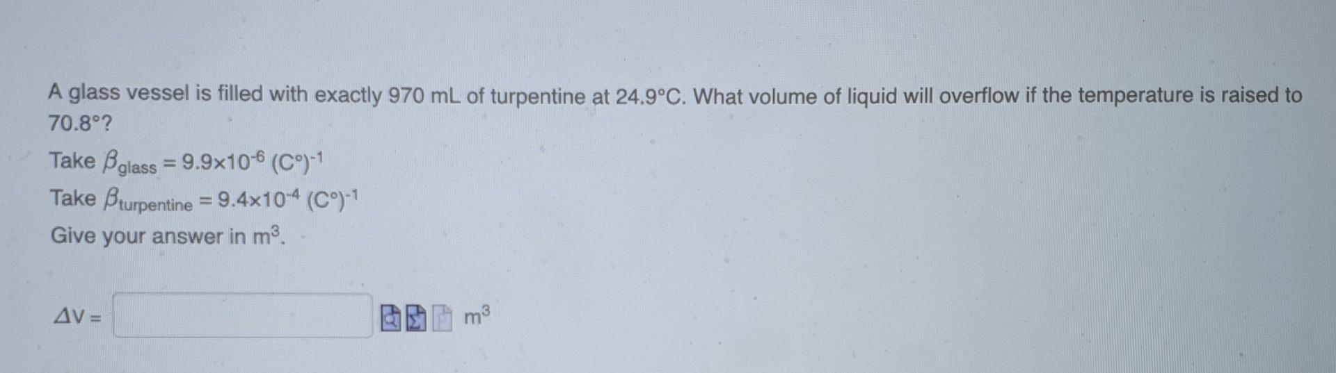 Solved A glass vessel is filled with exactly 970 mL of | Chegg.com