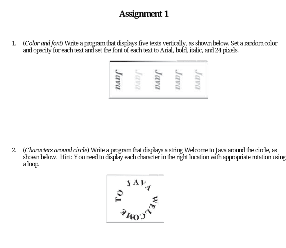 Solved Assignment 1(Color and font) ﻿Write a program that | Chegg.com