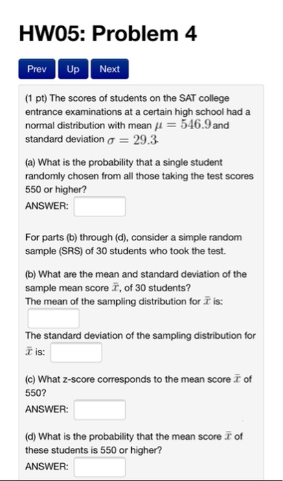 Solved HW05: Problem 1 Prev Up Next (1 pt) A variable of a | Chegg.com