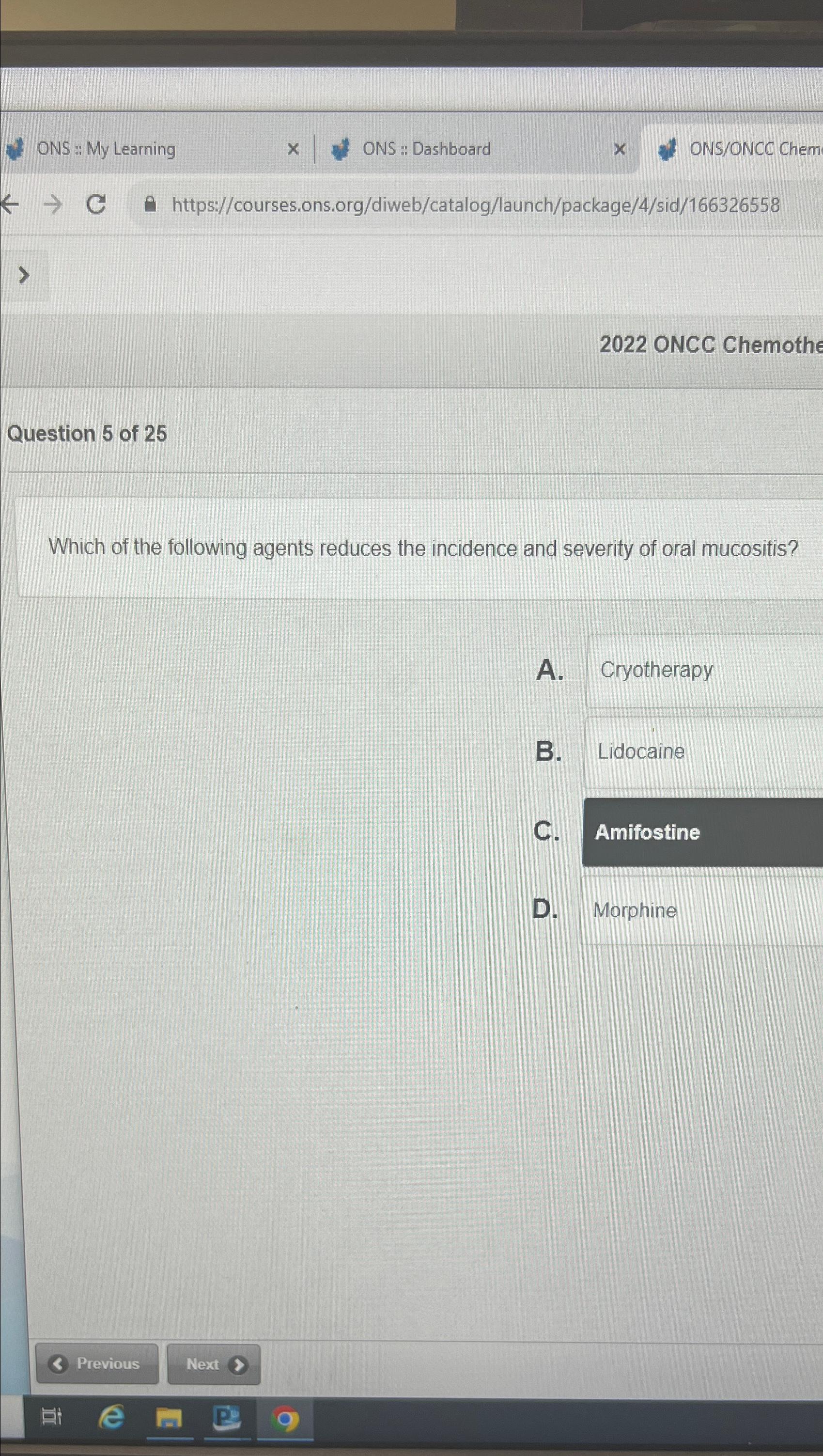 Solved 2022 ﻿ONCC ChemotheQuestion 5 ﻿of 25Which of the | Chegg.com