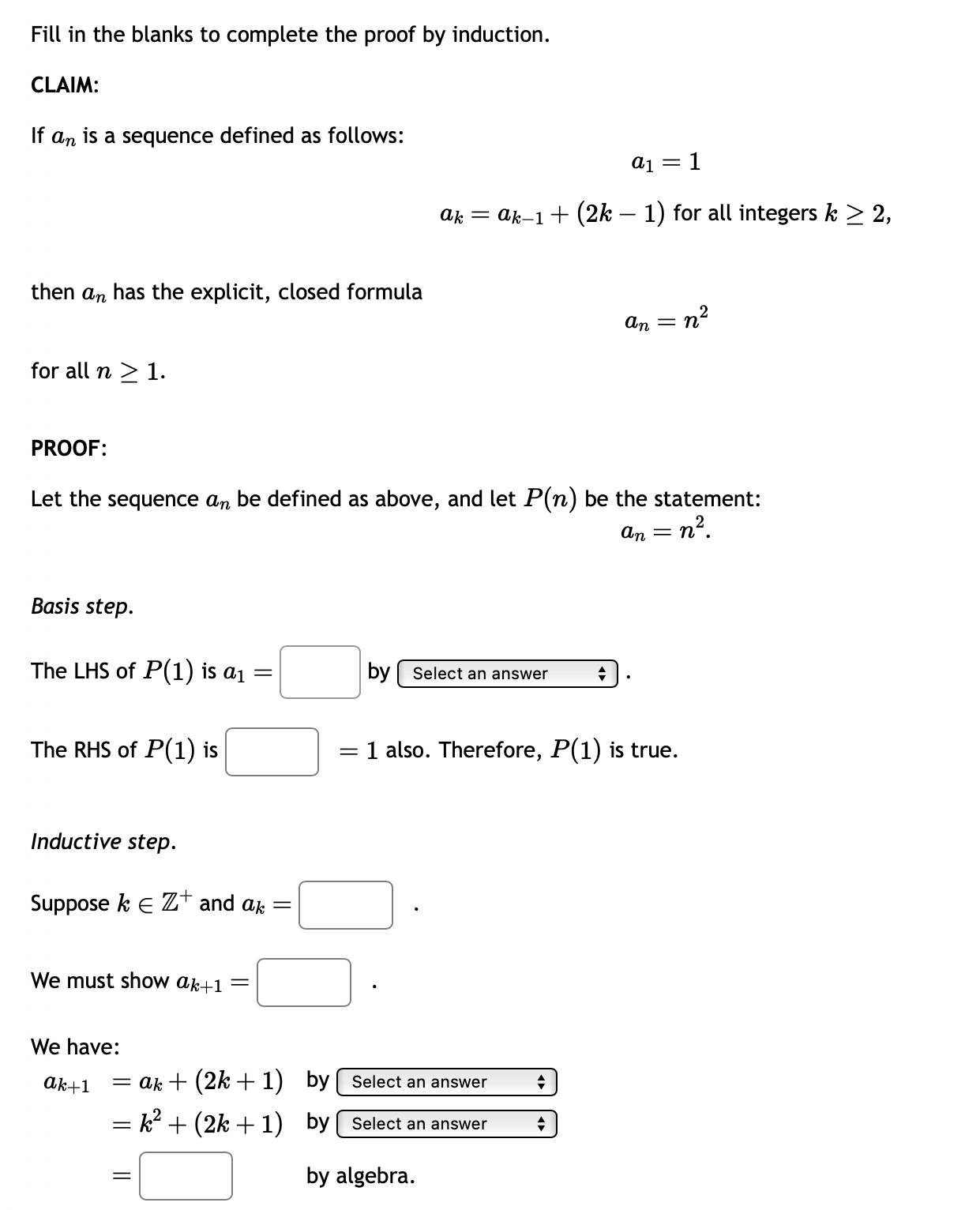 Fill in the blanks to complete the proof by | Chegg.com