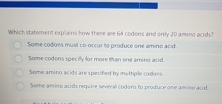 Solved Which statement explains how there are 64 ﻿codons and | Chegg.com