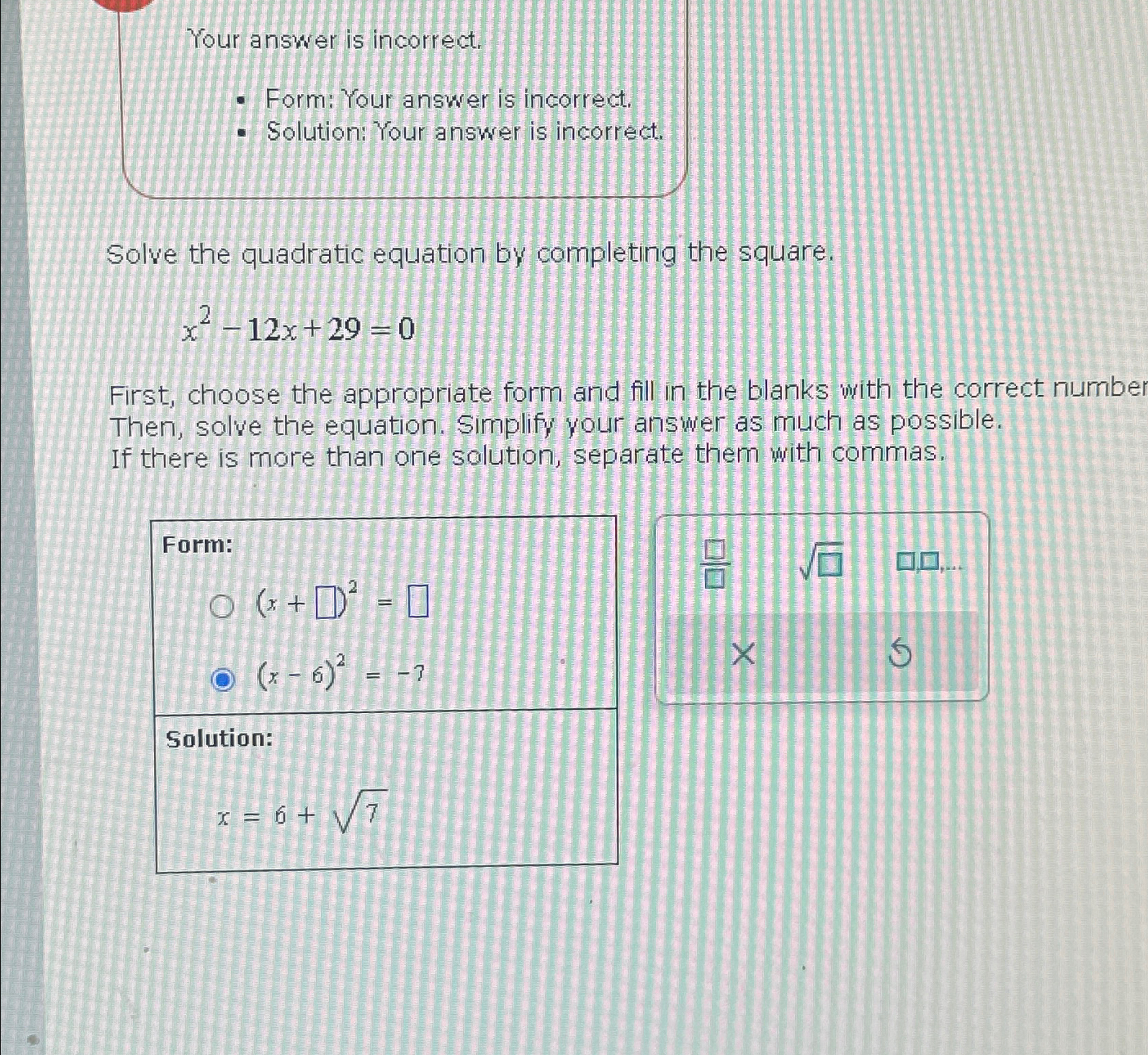 Solved Your answer is incorrect.Form: Your answer is | Chegg.com