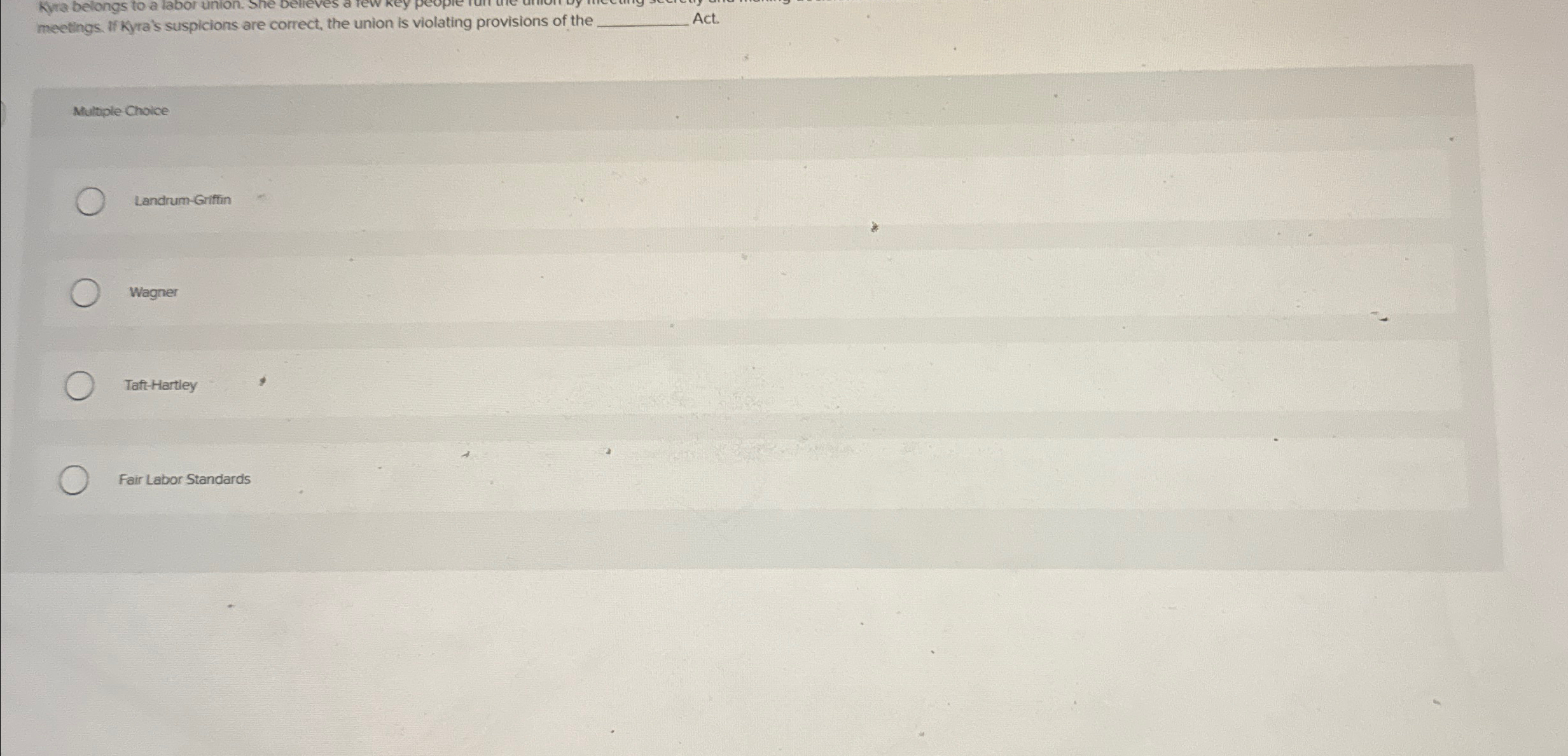 Solved Ara belongs to a tabor union, She belleves a rew key | Chegg.com