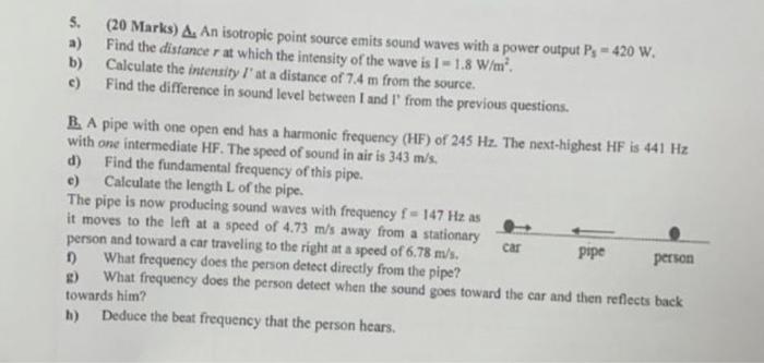 Solved 5. (20 Marks) 4 An isotropic point source emits | Chegg.com