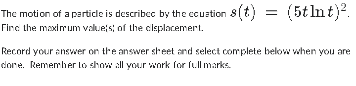 Solved The motion of a particle is described by the equation | Chegg.com