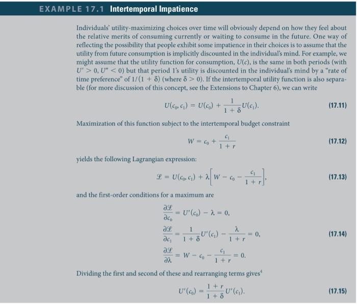 Solved Individuals' utility-maximizing choices over time | Chegg.com