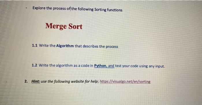 Solved Explore the process of the following Sorting | Chegg.com