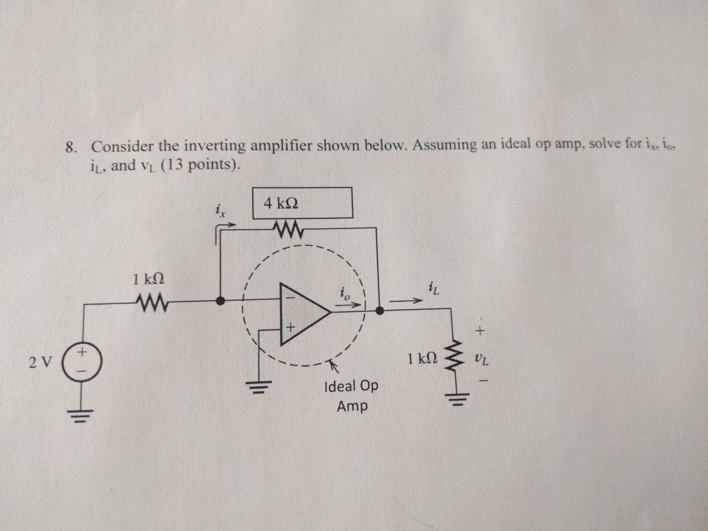 Solved 8. Consider the inverting amplifier shown below. | Chegg.com