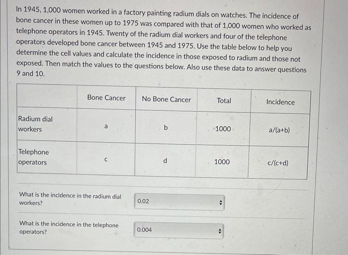 Solved In 1945,1,000 women worked in a factory painting | Chegg.com