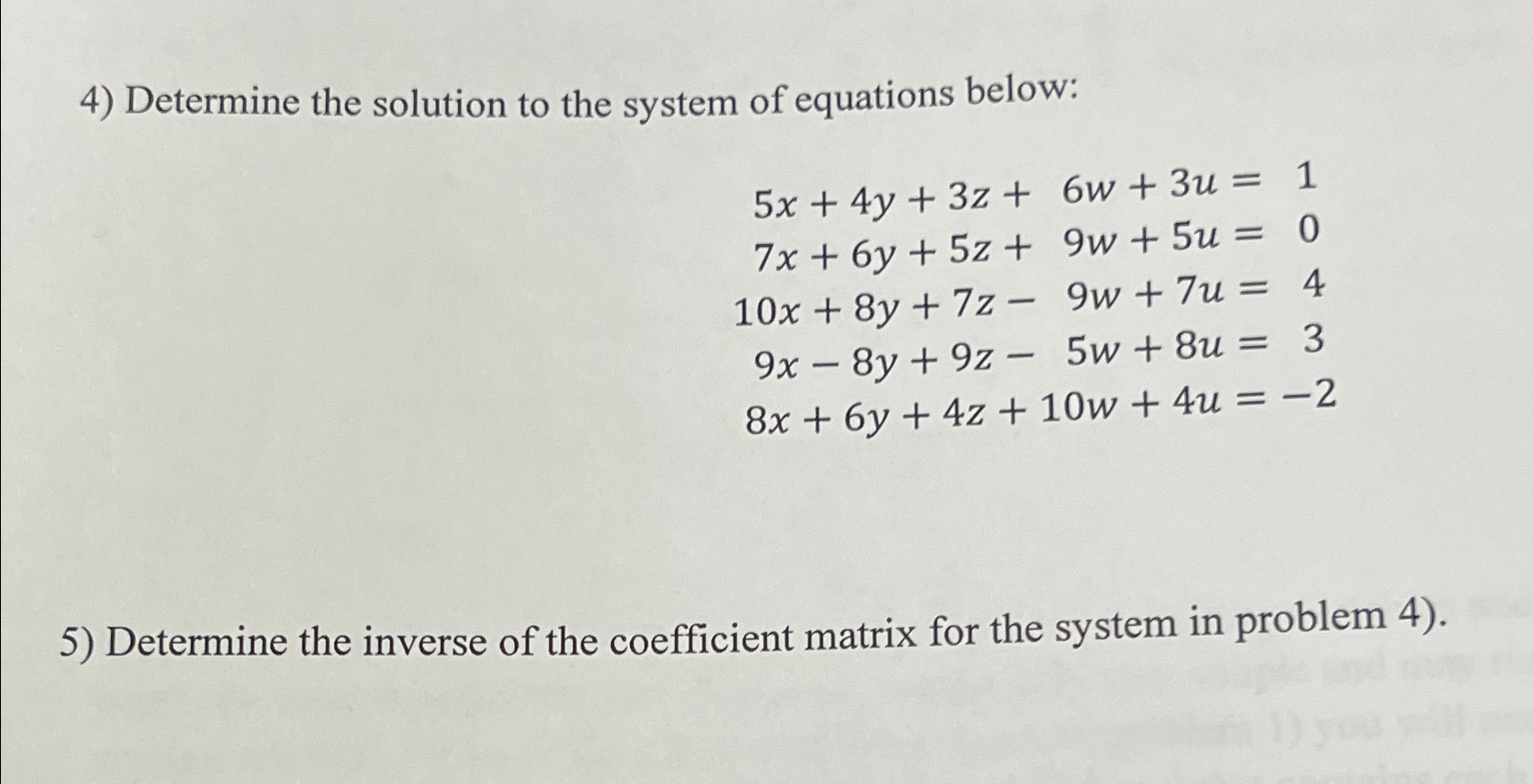 Solved Determine the solution to the system of equations | Chegg.com