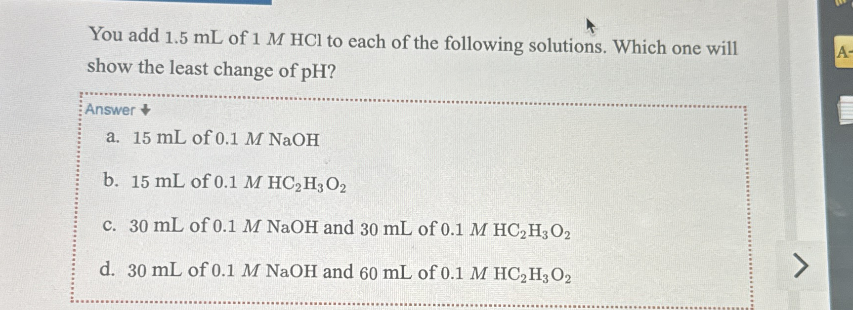 Solved You add 1.5 ﻿mL of 1MHCl ﻿to each of the following | Chegg.com