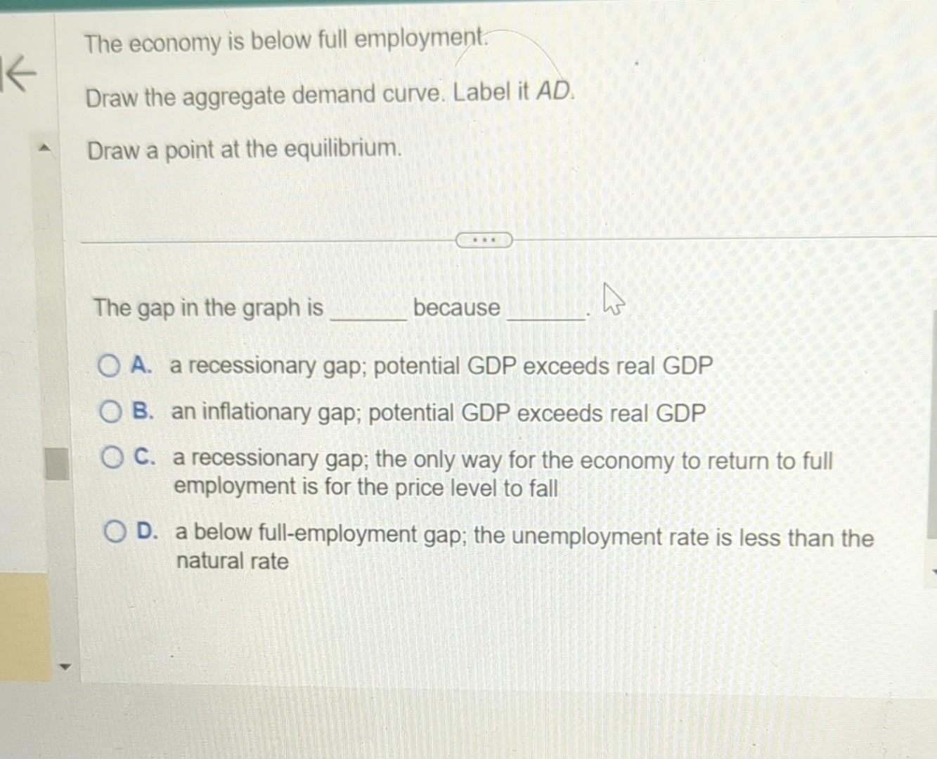 Solved The economy is below full employment. Draw the | Chegg.com