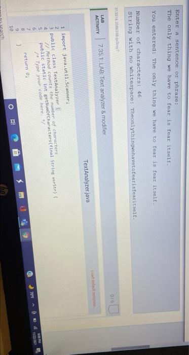 Solved LADHA YOX 7.35 LAB: Text analyzer & modifier (1) | Chegg.com