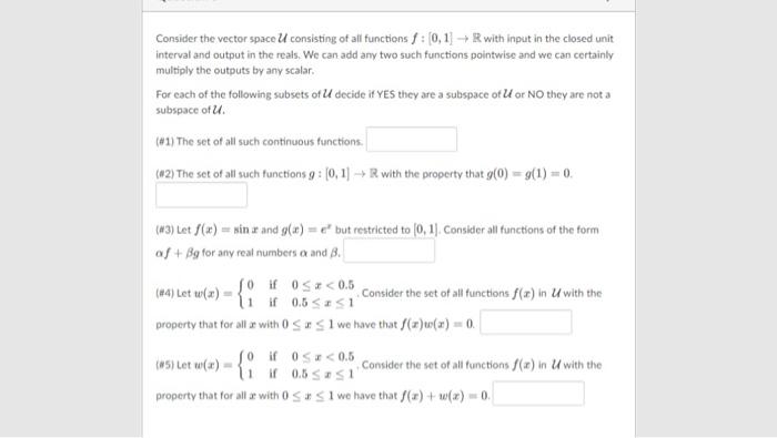 Solved Consider the vector space U consisting of all | Chegg.com