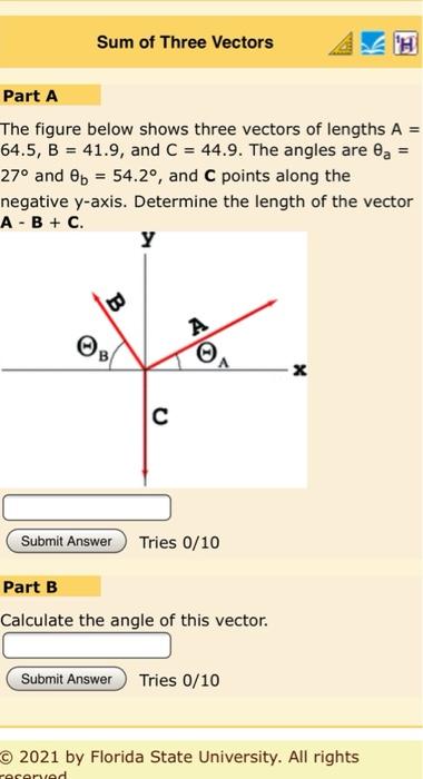 Solved Sum of Three Vectors 'H Part A The figure below shows | Chegg.com