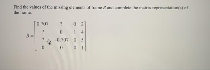 Solved Find the values of the missing elements of frame B | Chegg.com