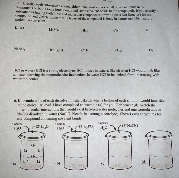 Solved Classily each substance as being either ionic, | Chegg.com
