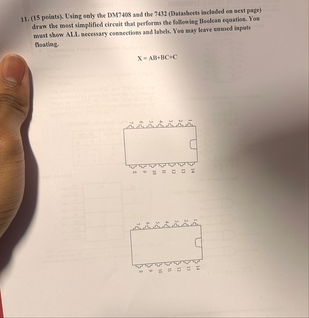 ( 15 ﻿points). ﻿Using only the DM7408 ﻿and the | Chegg.com