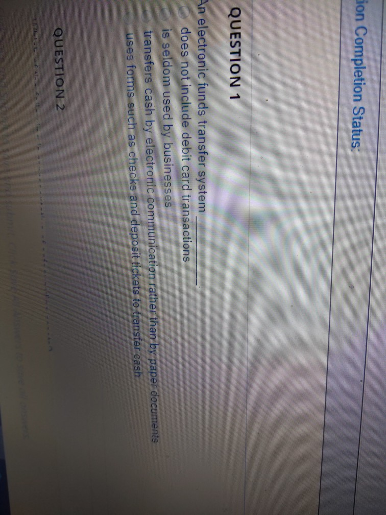 Solved tion Completion Status: QUESTION 1 An electronic | Chegg.com