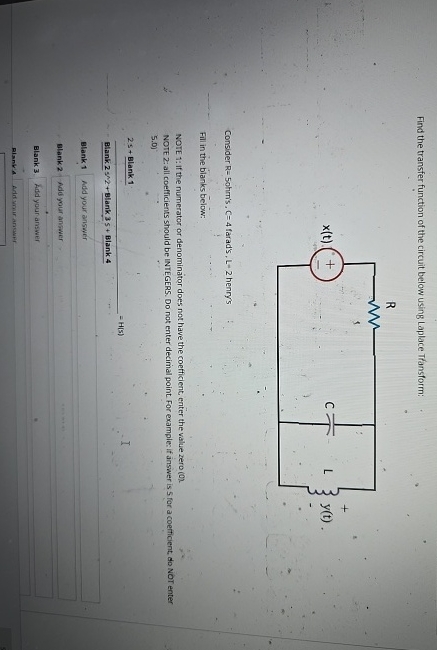 Solved Find the transfer function of the circuit below using | Chegg.com
