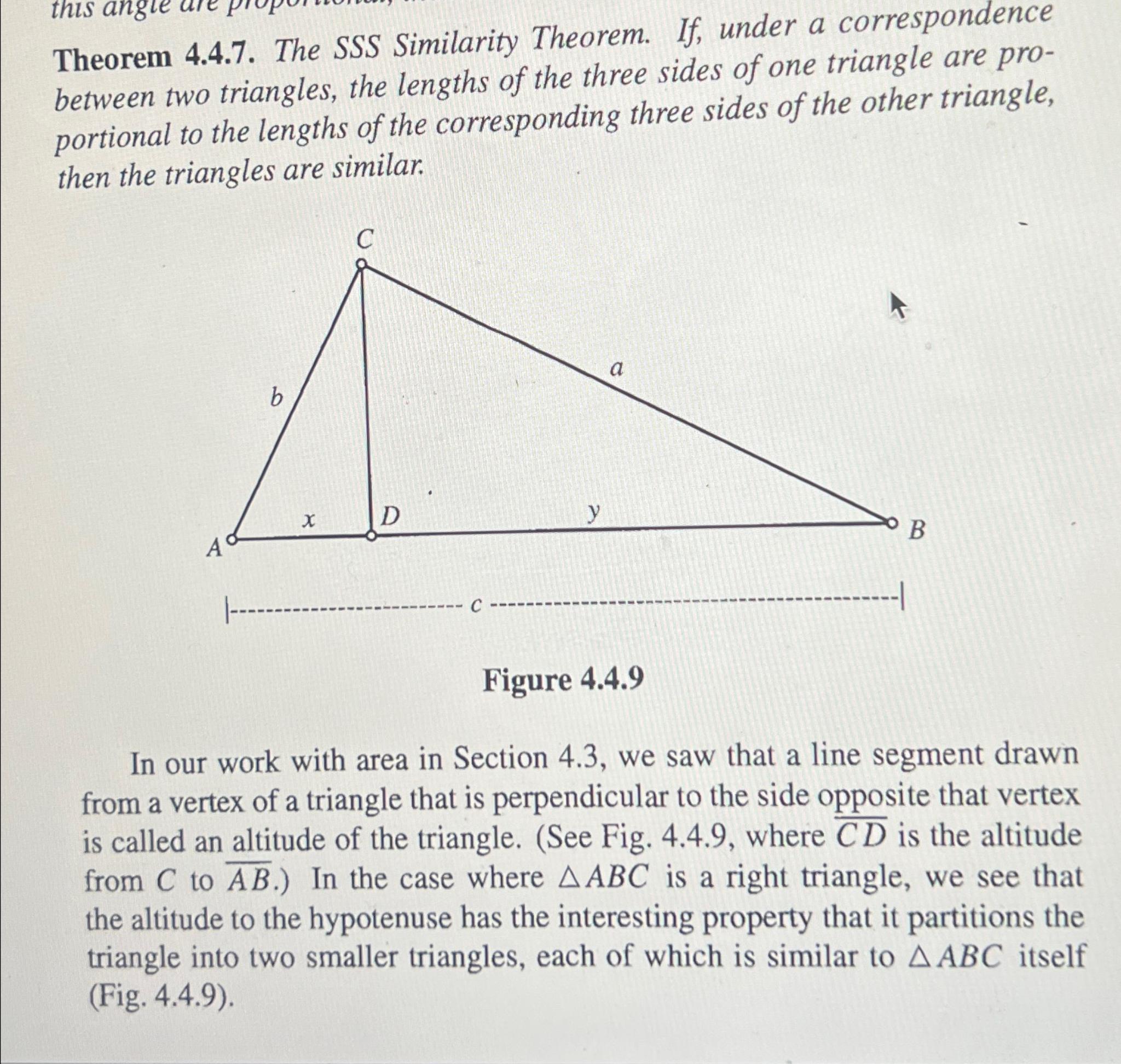 Solved Theorem 4.4.7. ﻿The SSS Similarity Theorem. If, | Chegg.com