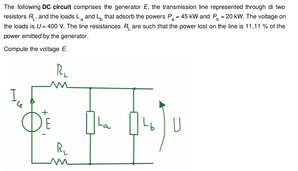 Solved The following DC circuit comprises the generator E, | Chegg.com
