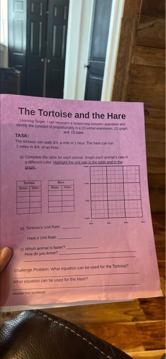 Solved The Tortoise and the Hare Learning Target: I can | Chegg.com