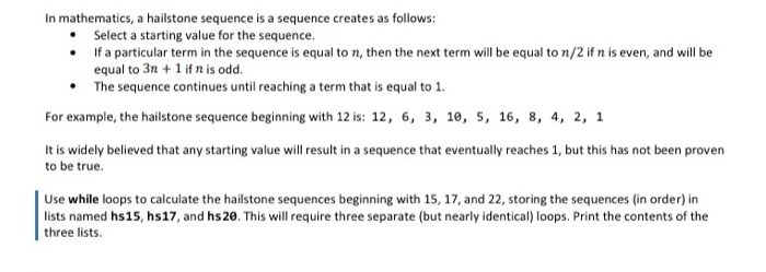 Solved In mathematics, a hailstone sequence is a sequence | Chegg.com