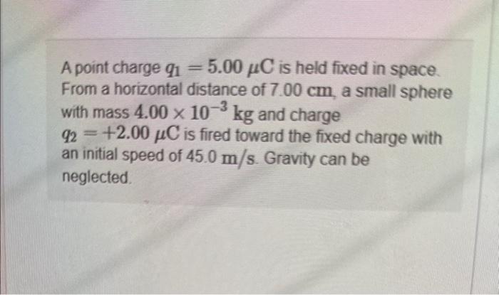 Solved A point charge q1=5.00μC is held fixed in space. From | Chegg.com