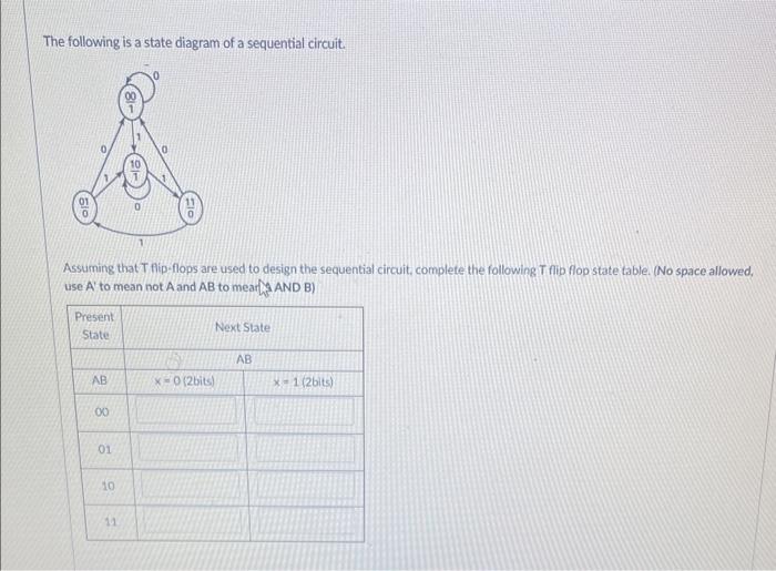 Solved The following is a state diagram of a sequential | Chegg.com