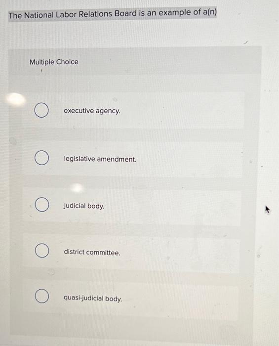 Solved The National Labor Relations Board is an example of | Chegg.com