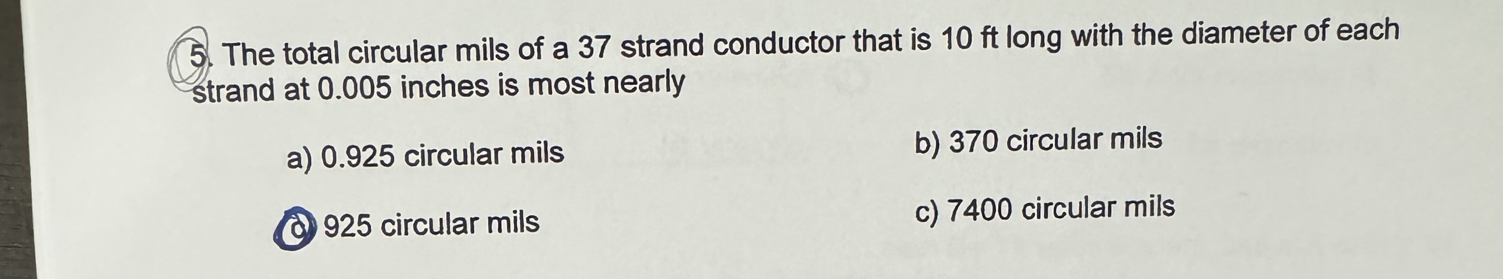 Solved How to solve The total circular mils of a 37 ﻿strand | Chegg.com