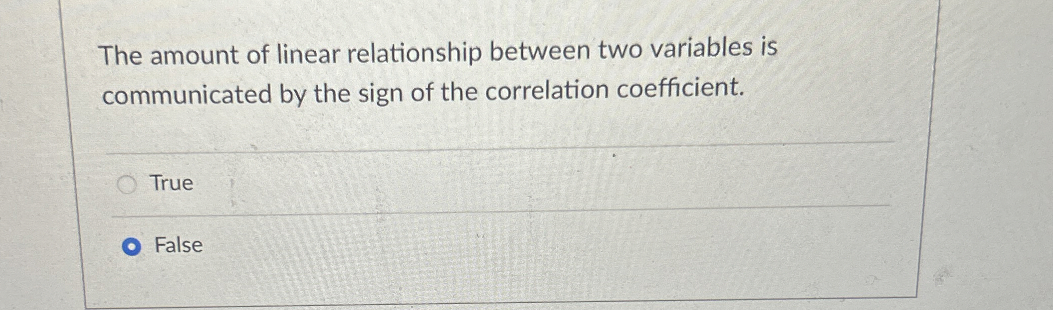 Solved The amount of linear relationship between two | Chegg.com