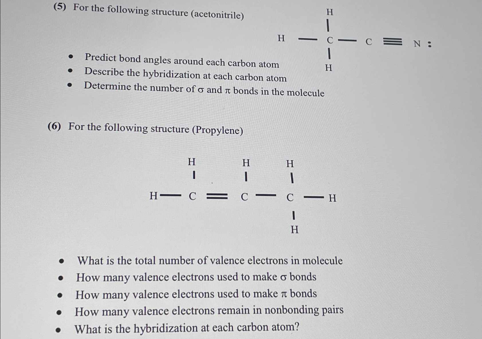 Solved (5) ﻿For the following structure | Chegg.com