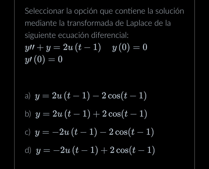 Solved Seleccionar la opción que contiene la solución | Chegg.com
