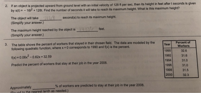 Solved 2. If an object is projected upward from ground level | Chegg.com