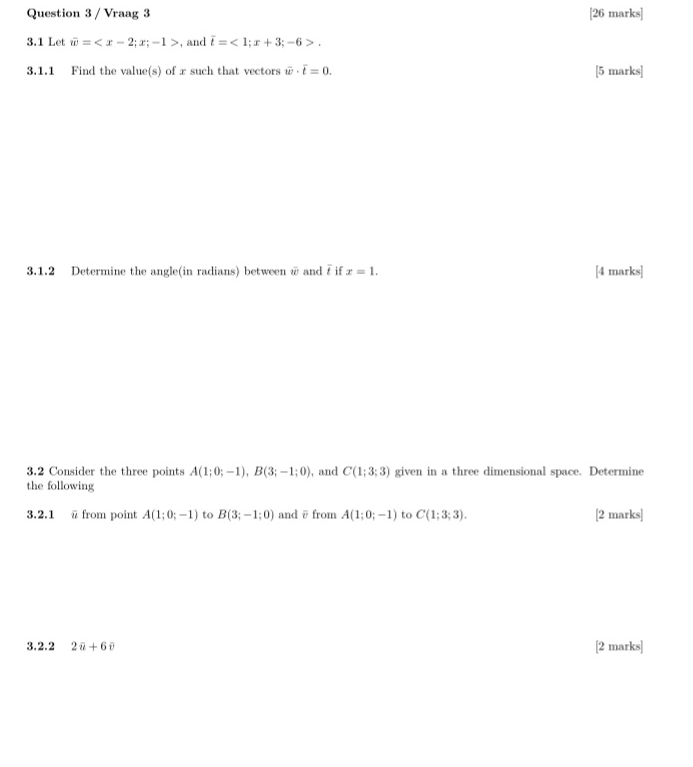 Solved Question 33.1 ﻿Let ?bar (w)=(:x-2;x;-1:), ﻿and | Chegg.com