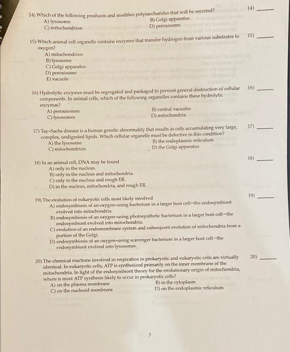 Solved Chapter 8 - A Tour of the Cell MULTIPLE CHOICE. | Chegg.com