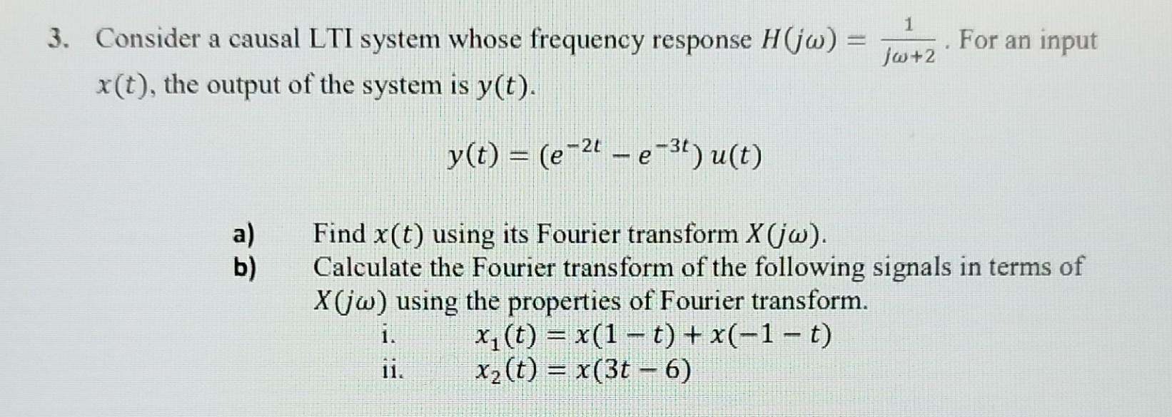 Solved 3. Consider a causal LTI system whose frequency | Chegg.com