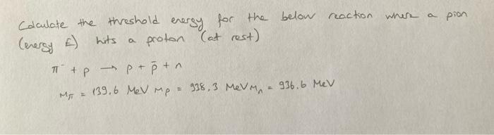 Cdculate the threshold energy for the below reaction | Chegg.com