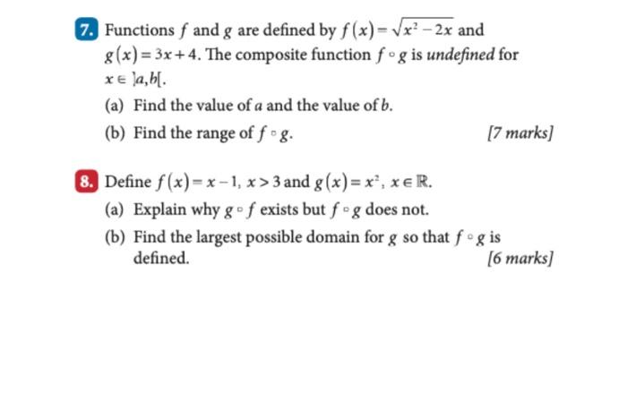 Solved Functions f and g are defined by f (x) = Vx? - 2x and | Chegg.com