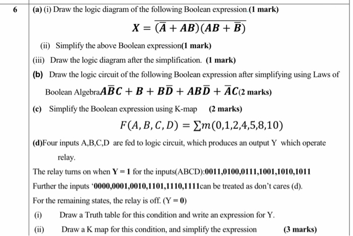 Solved 6 (a) (1) Draw the logic diagram of the following | Chegg.com