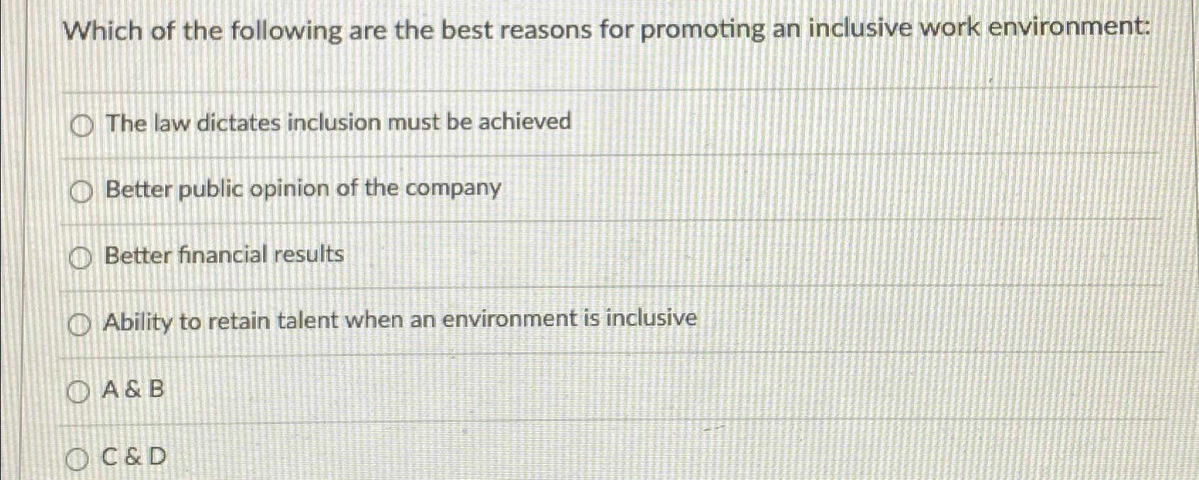 Solved Which of the following are the best reasons for | Chegg.com