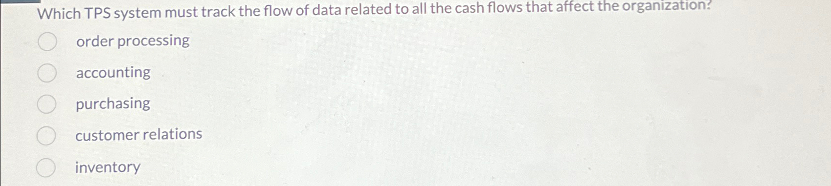 Solved Which TPS system must track the flow of data related | Chegg.com